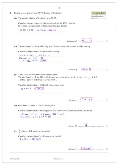 Tuition Igcse Maths 0580 S14 Qp 43 0580 43 M J 14 Q1 Physics And