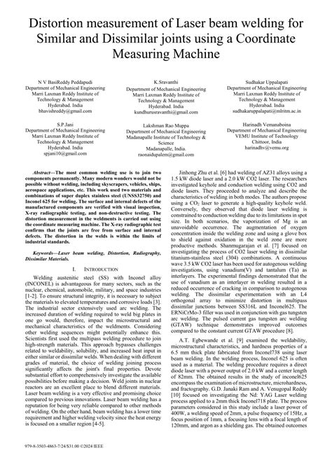 Pdf Distortion Measurement Of Laser Beam Welding For Similar And Dissimilar Joints Using A