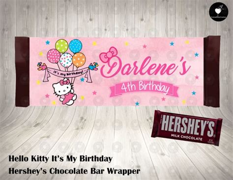Hello Kitty Classic Pink Colorful Hersheys Wrapper Custom Party