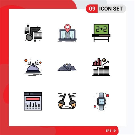 Universal Icon Symbols Group Of 9 Modern Filledline Flat Colors Of Landscape Service Route