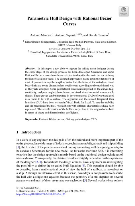 Pdf Parametric Hull Design With Rational Bézier Curves