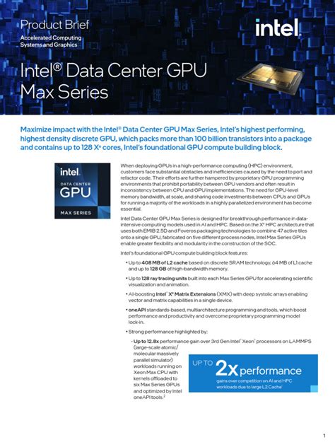 Data Center Gpu Max Series Product Brief Pdf Graphics Processing