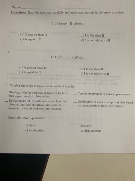 Solved Name Directions Read The Questions Carefully And Chegg Com