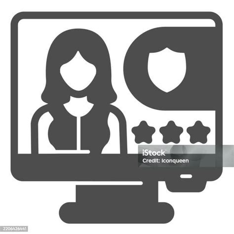 원하는 여자 솔리드 아이콘 디자인 모집 개념이있는 모니터 화면 벡터 그래픽입니다 흰색 배경에 포트폴리오 프로필 기호가 있는