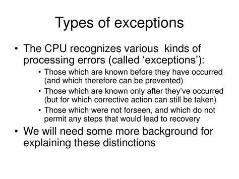Ppt Processor Exceptions Powerpoint Presentation Free Download Id