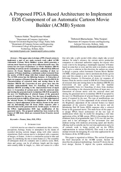 pdf a proposed fpga based architecture to implement eos component of an automatic cartoon
