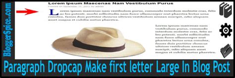paragraph dropcap make first letter large in blog post