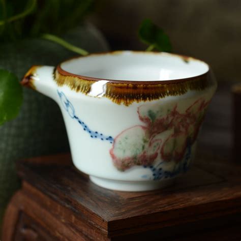 景德镇手绘青花釉里红 绽放荷花 长嘴公道杯 茶海 陶瓷功夫茶具 域名空间中心