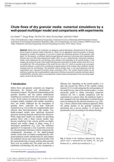 pdf chute flows of dry granular media numerical simulations by a
