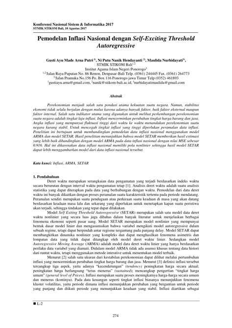 Pdf Pemodelan Inflasi Nasional Dengan Self Exciting Threshold Autoregressive