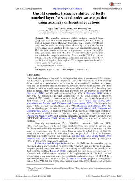 Pdf Unsplit Complex Frequency Shifted Perfectly Matched Layer For