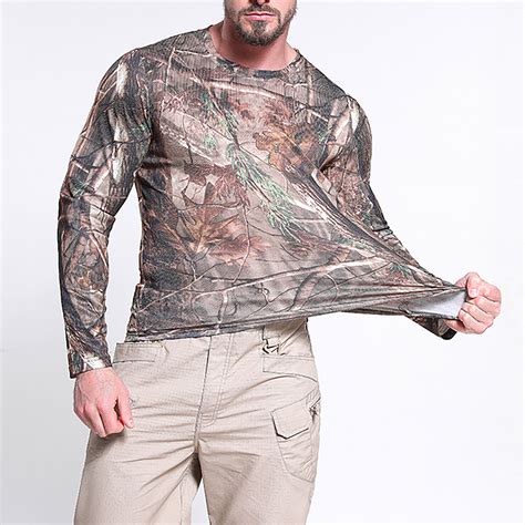 Brnmxoke Mens Camo Shirts Quick Dry Crewneck Tshirts Sun Protection Performance Breathable T