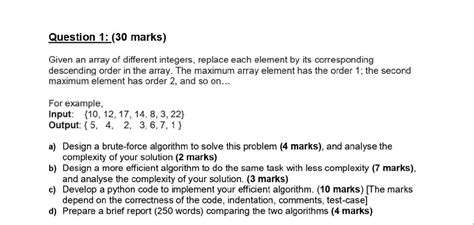 Solved Question Marks Given An Array Of Different Chegg