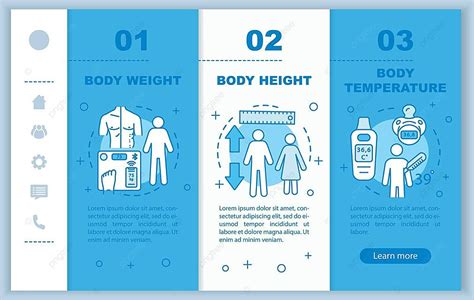 Mobile Web Template For Body Measurements With Linear Illustrations Vector Webpage Examination
