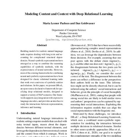 Modeling Content And Context With Deep Relational Learning Acl Anthology