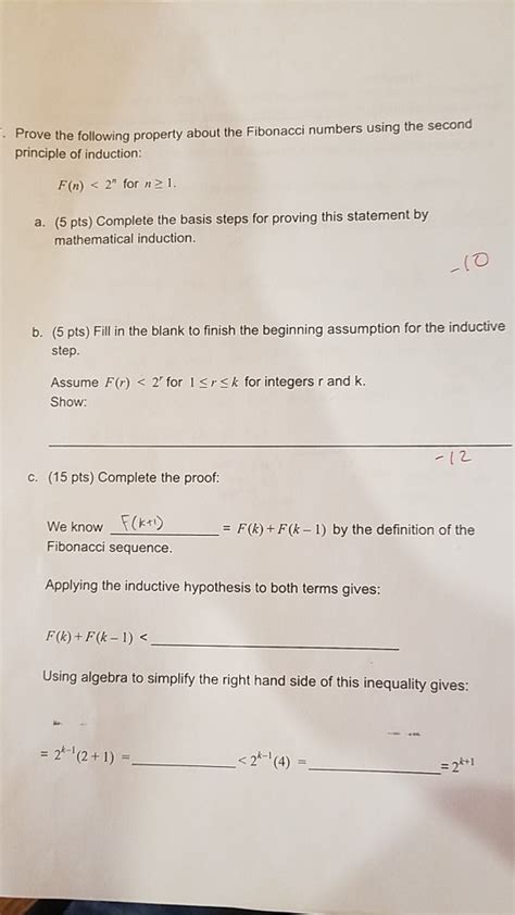 Solved Prove The Following Property About The Fibonacci