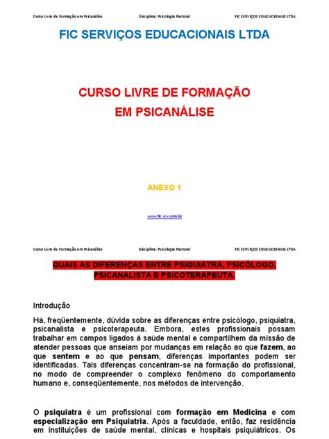 8 A Diferença Entre Psiquiatra Psicólogo Pdf Psiquiatria