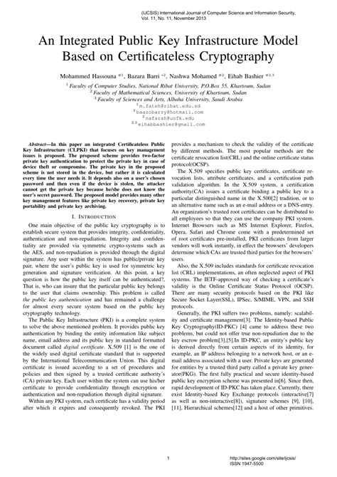 pdf an integrated public key infrastructure model based on
