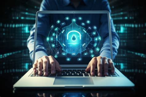 Digital Padlock In Front Of A Laptop Computer As Concept For Cyber