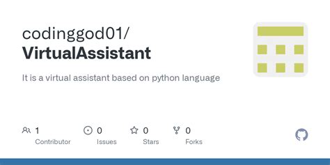 github codinggod01 virtualassistant it is a virtual assistant based on python language