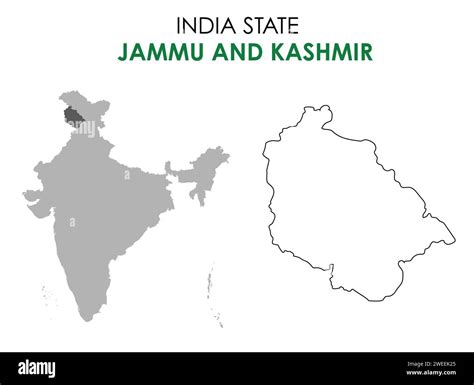 Jammu And Kashmir Map Of Indian State Jammu And Kashmir Map Vector