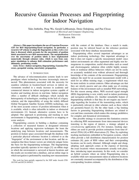 Pdf Enhancing Particle Filtering Using Gaussian Processes