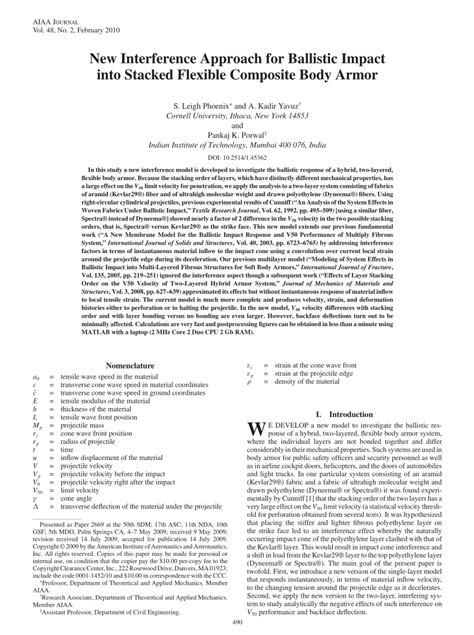 Pdf A New Interference Approach For Ballistic Impact Into Stacked Flexible Composite Body Armor