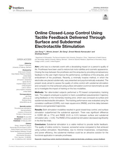 pdf online closed loop control using tactile feedback delivered