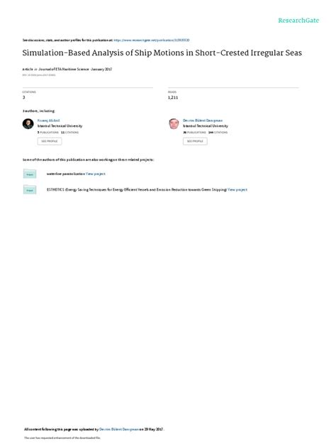 simulation based analysis of ship motions in short pdf spectral density waves