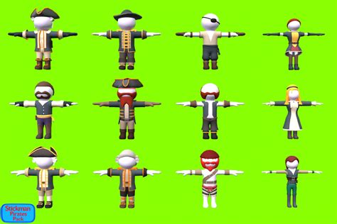 Stickman Pirate Pack 3d Characters Unity Asset Store