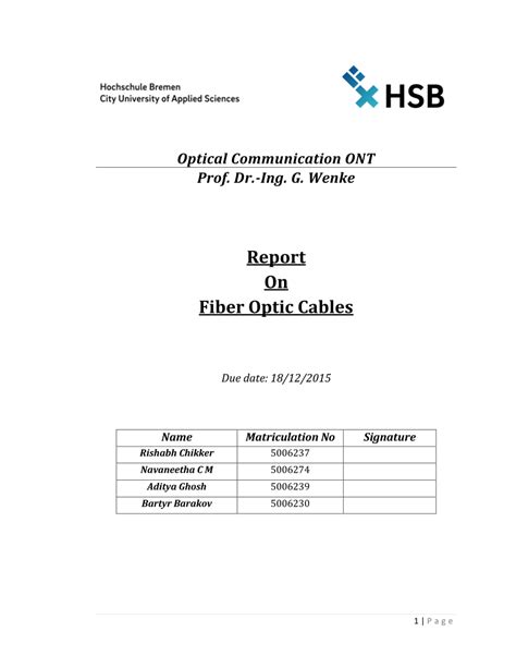 Pdf Report On Fiber Optic Cables