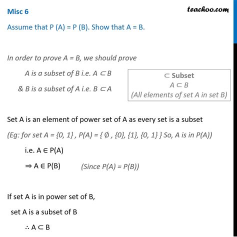 Question 1 Assume That P A P B Show That A B Sets Class 11