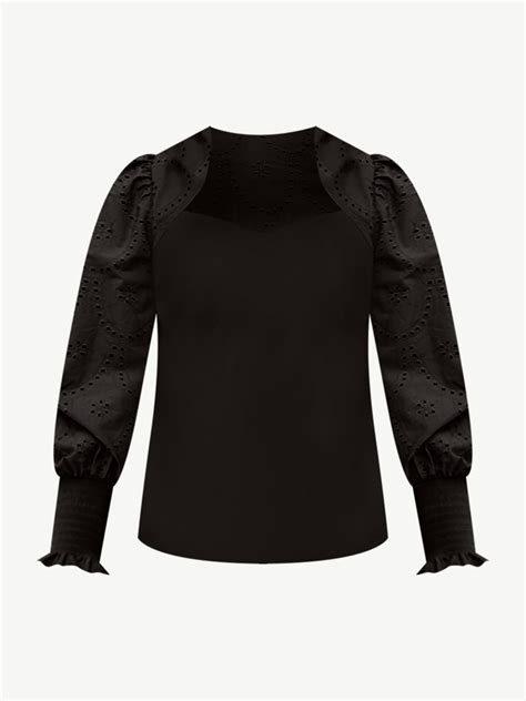 Eloquii Elements Womens Plus Size Eyelet Puff Sleeve Top