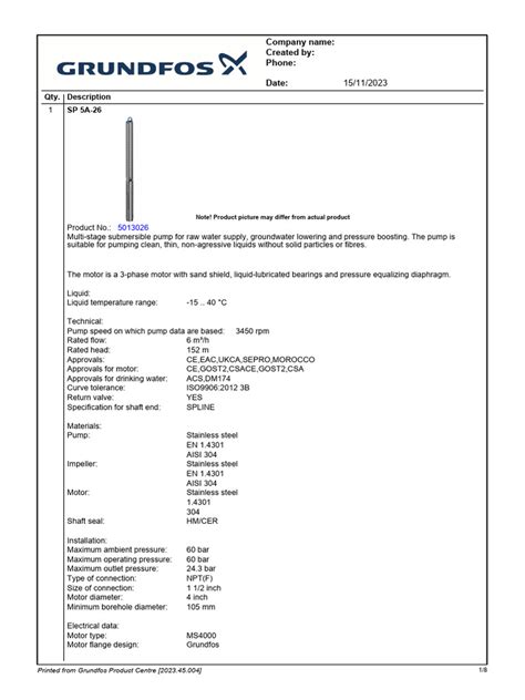 Grundfos Pump Pdf Pump Electric Motor