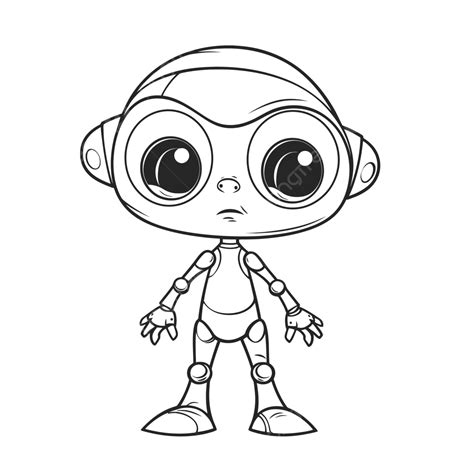 큰 눈을 가진 로봇 색칠 페이지 개요 스케치 드로잉 벡터 휴머노이드 드로잉 휴머노이드 개요 휴머노이드 스케치 Png 일러스트 및 벡터 에 대한 무료 다운로드