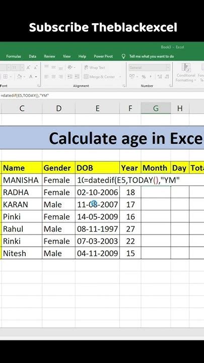 Calculate Age In Excel Excel Spreadsheetmagic Exceltips Exceltricks Excellove