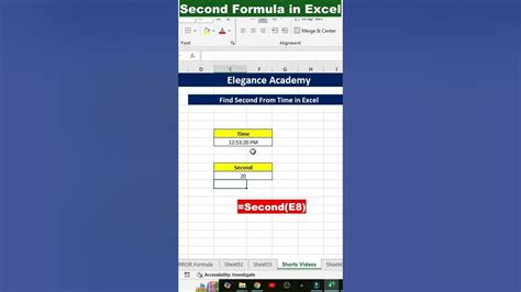 How To Use Second Formula🔥 Excel Msexcel Eleganceacademy Youtube