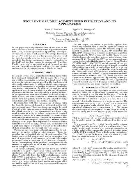 pdf recursive map displacement field estimation and its applications jim brailean