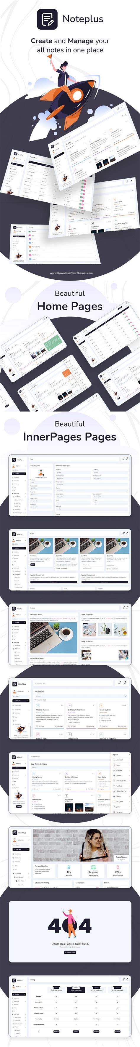 Noteplus Note Taking Admin Template Vuejs Laravel Html