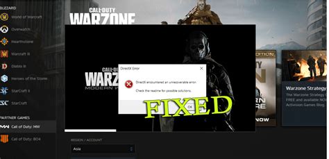 fixed “directx encountered an unrecoverable error” in windows