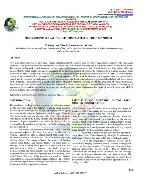 Pdf Implementation Of Piccolo Dsp Based Fault Monitoring System For Single Phase Induction Motor