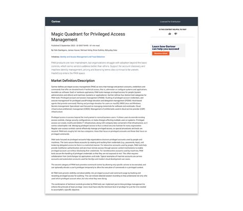Hashicorp Named In Gartner® Magic Quadrant™ For Privileged Access