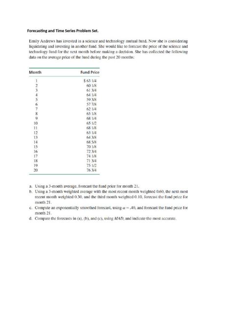 Forecasting And Time Series Problem Set Pdf