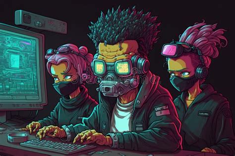 Cyberpunk Style Picture Of Hackers That Is By Computers Beautiful