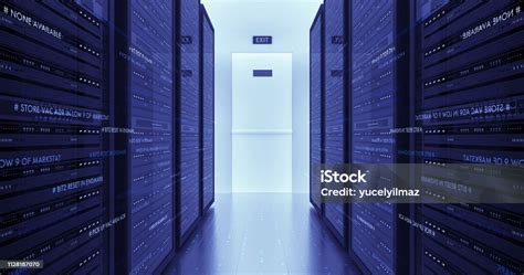 현대 서버 룸 환경입니다 컴퓨터 랙 주위입니다 미래 데이터 센터입니다 0명에 대한 스톡 사진 및 기타 이미지 0명 3차원