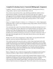 Sample Annotated Bibliography Docx Completed Evaluating Sources Annotated Bibliography