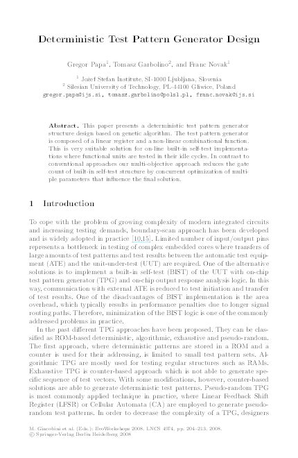 Pdf Deterministic Test Pattern Generator Design