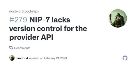 Nip Lacks Version Control For The Provider Api Issue Nostr Protocol Nips Github