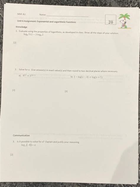 Solved Mhf Name Unit Assignment Exponential And Chegg