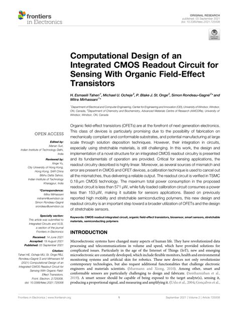 Pdf Computational Design Of An Integrated Cmos Readout Circuit For